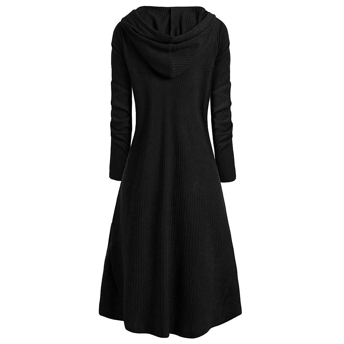 Womens Hooded Plus Size Vintage Cloak High Low Sweater Blouse Tops