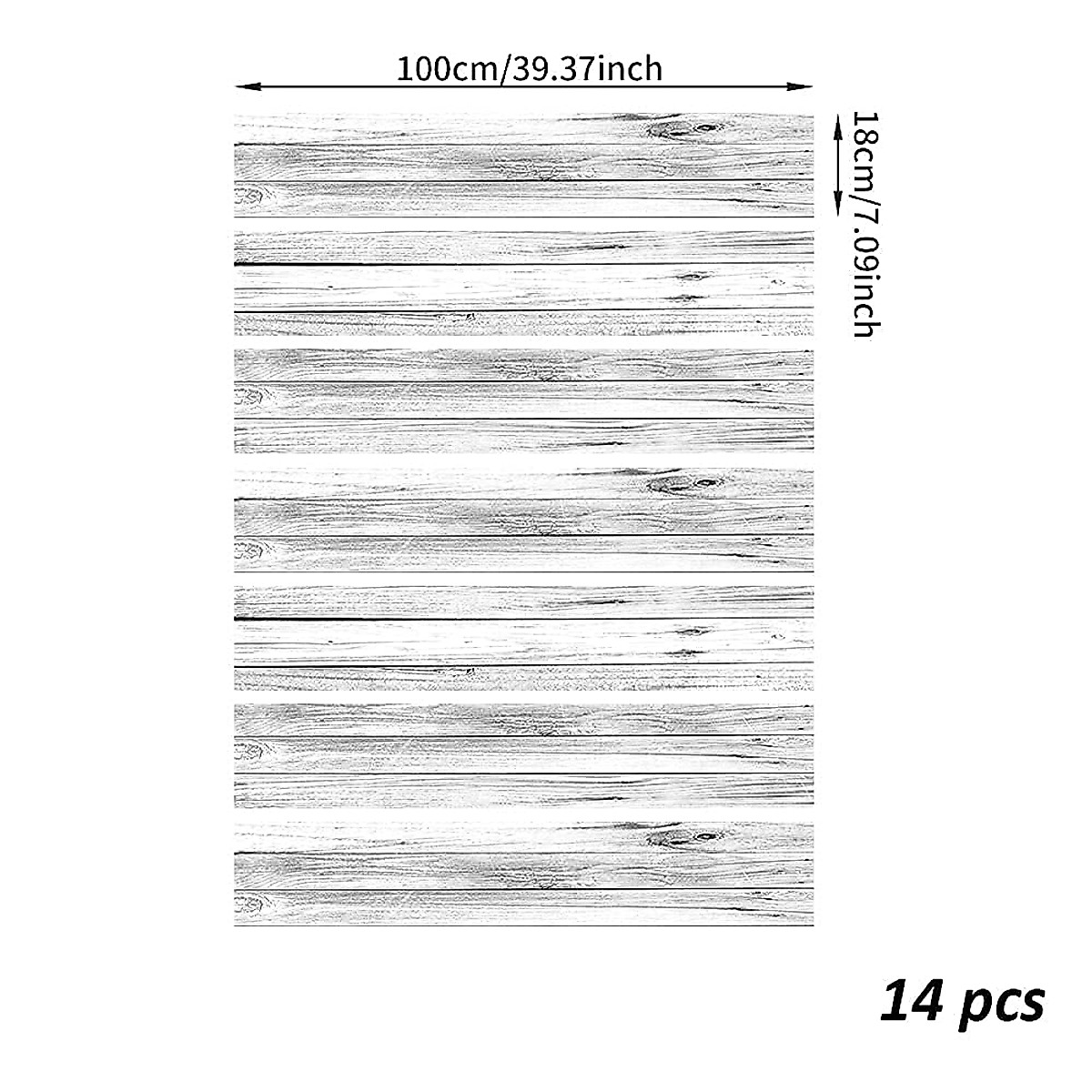 funlife 14 Stripes Peel and Stick Stair Risers Stickers, Self Adhesive Vinyl Stair Stickers Decals, Staircase Murals Decor for Steps, 39.37"X7.09", Faux Weathered Rustic Wood