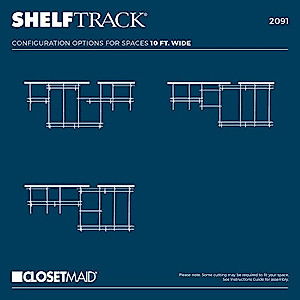 ClosetMaid ShelfTrack Wire Closet Organizer System Adjustable from 7 to 10 Ft, with Shelves, Clothes Rods, Hardware, Durable Steel, White, 7 ft ft
