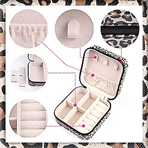 ENONCI Travel Jewelery Case,Travel Essentials for Women Small Jewelry Box,Birthday Gifts for Women Bridesmaid Gifts Graduation Gifts for Girls Girlfriend Mom Wife Leopard