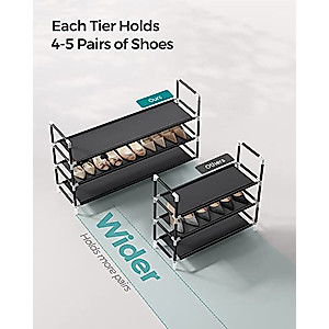 SONGMICS 3-Tier Shoe Rack with Shelves for Closet Entryway, Black ULSH053B01, 11 x 38.8 x 22.8 Inches