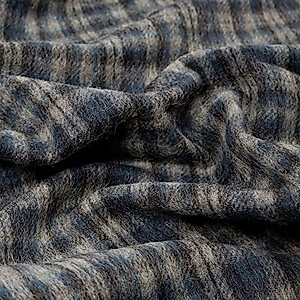 Scottish Style - Alpaca Throw Blanket Handwoven Soft Warm Gray/Blue Plaid Design 67" x 52"