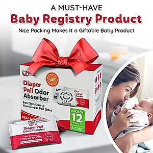 VZee Diaper Pail Deodorizer, Pack of 16, with Plastic Case, Compatible with Munchkin Diaper Pail, Diaper Pail Odor Eliminator, Charcoal Odor Absorber for Shoes, Drawers, Changing Tables and Bins