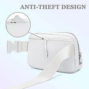 HVJCEZ Belt Bag for Women Men, Fashion Crossbody Fanny Packs Waterproof Mini Waist Bag Bum Bag with Adjustable Strap for Running, Hiking, Walking and Travel White