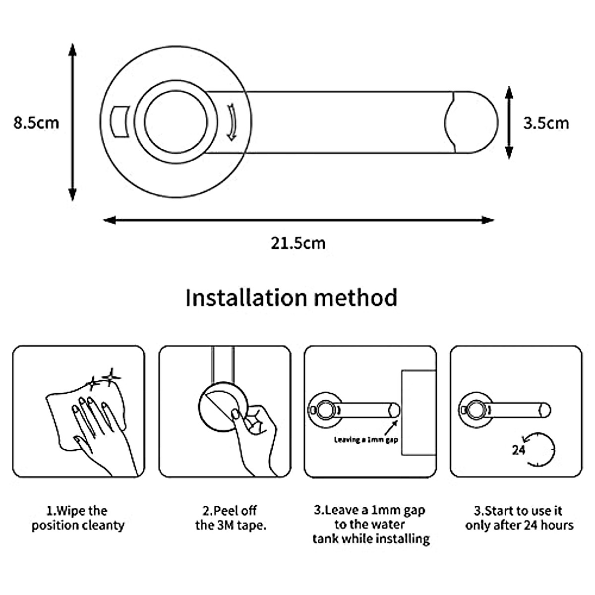 Baby Toilet Lock Safety Bathroom Child Proof Toilet Seat Lock with 3M Adhesive No Tools Needed Toilet Lid Lock with Arm Locks for Little Kids (1 Pack)