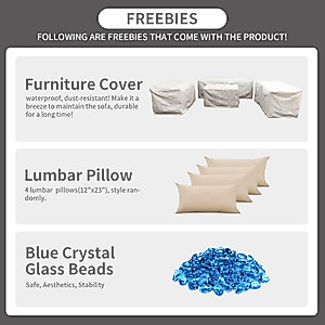 Rattaner 5-Piece Outdoor Patio Furniture 45 in Outdoor Fire Pits Patio Furniture Set 60000 BTU Outdoor Propane Fire Pit No-Slip Cushions Waterproof Covers, Khaki