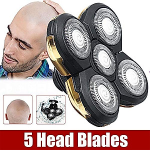 Replacement Shaver Head Blade,5 Heads Beard Replacement Blade,Universal Easy Install Electric Razor Shaver Head for Head and Face
