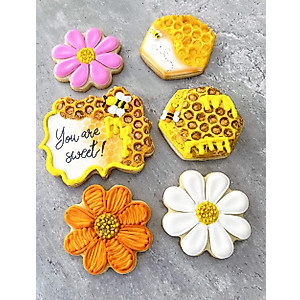 Bee Cookie Cutters 7-Pc. Set Made in the USA by Ann Clark, Cute Bee, Small Flower, Honey Pot, Beehive, Honeycomb and more