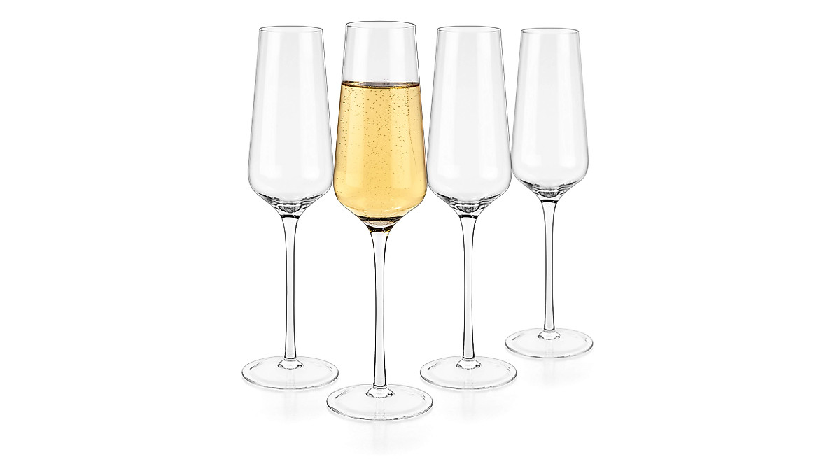 Luxbe Champagne Crystal Flutes - Set of 4 Elegant Glasses