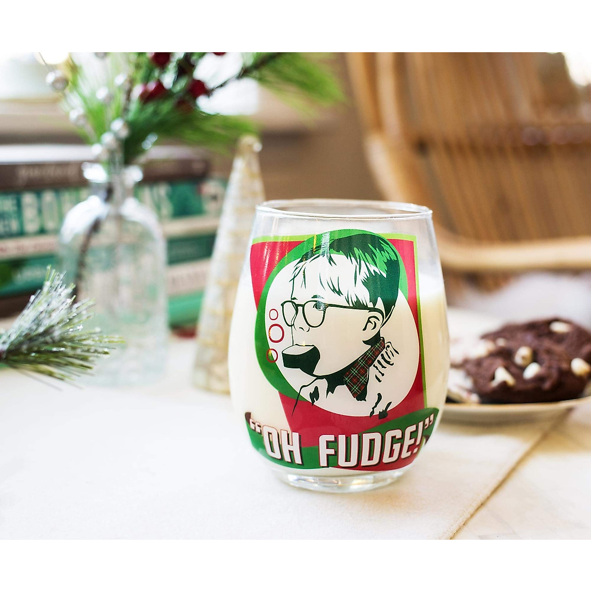 Silver Buffalo A Christmas Story Oh Fudge! Stemless Wine Glass | Holds 20 Ounces