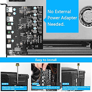 YEELIYA PCIe USB 3.2/3.1 Gen 2 Card (3X USB Type C-2x USB Type-A) PCIe Expansion Card Internal USB3 Hub for Desktop PC Support Windows 10/8/7 and Mac OS