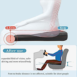 WAASHOP Comfortable Coccyx Cushion for Driving, Memory Foam Car Seat Cushion for Short People Heightening Seat Pad for Cars Front Seats Office Chair/Wheelchair/Truck Ergonomic Cushions