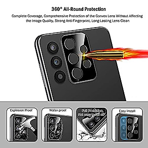 QHOHQ 3 Pack Screen Protector for Samsung Galaxy A32 5G/M32 5G (Not fit A32 4G＆M32 4G) with 3 Pack Camera Lens Protector, HD Tempered Glass Film, 9H Hardness, Anti-Scratch, Easy Install, Case Friendly