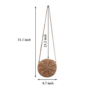 CHIC DIARY Women Straw Bag Crossbody Handmade Woven Summer Beach Top Zipper Shoulder Purse with Tassel (Khaki)