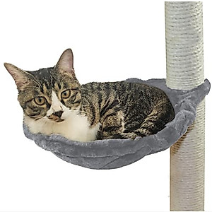 SHENGOCASE 14.6" Grey Nest Basket Lounger Hammock Bed for Cat Tree Cat Tower Replacement, 5-Pack Hanging Toys, Cat Tree Accessories Hammock Attachment (Large Grey)