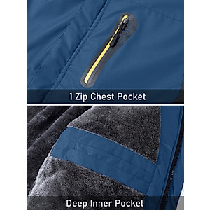 MAGCOMSEN Snowboard Jacket Men Warm Waterproof Ski Jackets Military Tactical Coat Winter Parka with Hood Raincoat Denim Blue, M