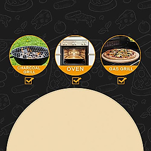 CookIdea Pizza Grilling Stones Baking Set for Oven and BBQ, Set of 3 Including Round Pizza Stone Diameter 15'', Pizza Peel and Pizza Cutter for Pizza Making at Home