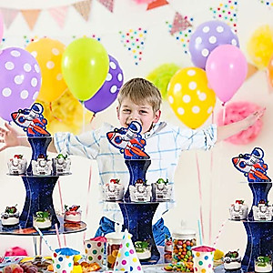 Outer Space Cupcake Stand 3 Tier Outer Space Party Decorations Cardboard Galaxy Birthday Cake Stand Holder Solar System Party Supplies for Space Theme Party Baby Shower Birthday Party Favors