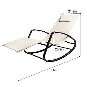 WeCooper Lounge Chair, Outdoor Patio Chaise Lounges with Detachable Pillow for Lawn, Pool Lounge Chairs Beige, Twin Pack