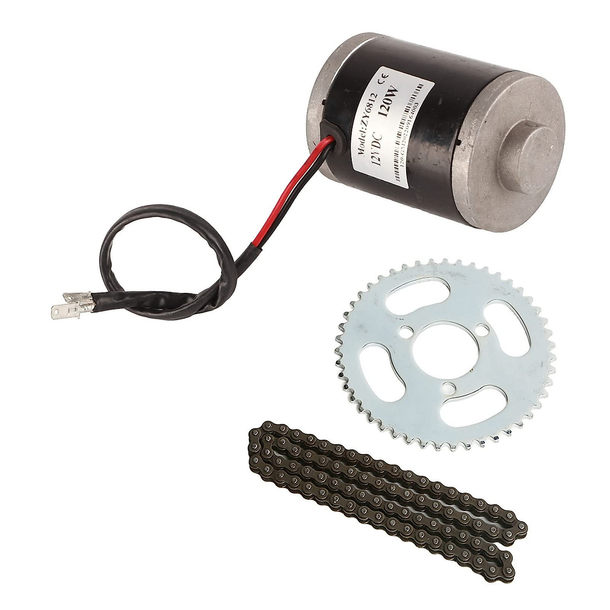 12V 120W High Speed Electric DC Brushed Motor Kit, Electric Scooter Brushed Motor Kit with 25H76 Chain and 25H 3 Hole 47 Teeth Crankset for Bike e-Bike ATV