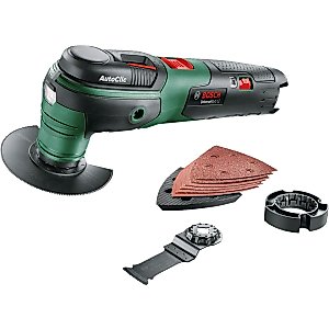 Bosch Home and Garden Cordless Multifunction Tool UniversalMulti 12 (without battery, 12 Volt System, nine-piece accessories set, in carton packaging)