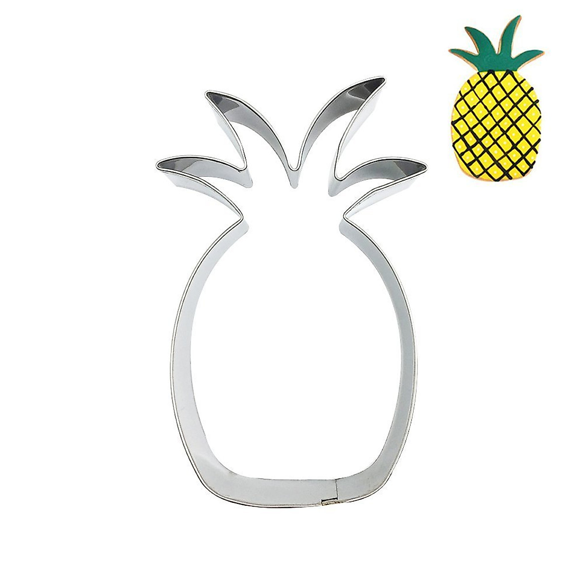 Mziart Pineapple Fruit Shape Stainless Steel Cookie Cutter Fondant Cutter Metal Cookie Molds Press