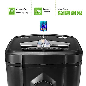 Aurora AU1830XA Heavy Duty Anti-Jam 18-Sheet Crosscut Shredder/30 Min Run Time/ 5-Gallon Pullout Basket and Casters