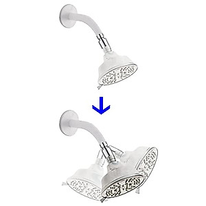 Hibbent All Metal Shower Head Swivel Ball Joint Adapter, Solid Brass Adjustable Shower Arm Connector, Shower Arm Extension, Showerhead Connector, Universal Showering Component, Polished Chrome