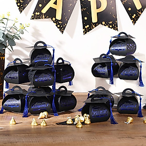 30 Pcs Graduation Cap Gift Box Graduation Party Favors Graduation Candy Box with Tassel Treat Box Graduation Centerpieces for Tables 2024 Graduation Decorations Grad Party Favor(Royal Blue)