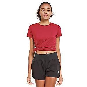 BALEAF Women's Short Sleeve Running Workout Shirts Athletic Tops Lightweight Quick Dry Training Yoga Crewneck Red L