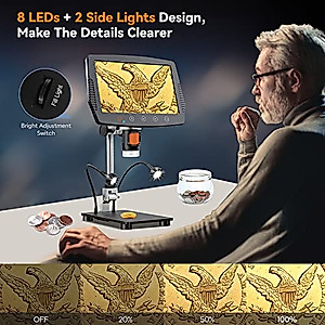 Hayve 9 '' LCD Digital Microscope, 1500X Magnification Coin Microscope with 16MP Camera, Micro Soldering Microscope for Adults, 32GB Card Included, Wired Remote, Compatible with Windows/Mac OS