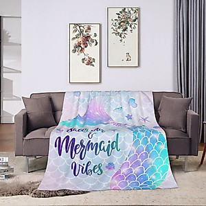 AIDIYANG Mermaid Blanket Cute Mermaid Tail Scales Fuzzy Soft Cozy Warm Sherpa Throw Blanket for Girls Women for Girls Kids 60"X50"