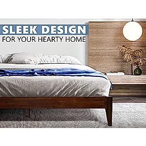 Acacia Mervyn 14 Inch Wood Platform Bed Frame Without Headboard, King, Chocolate