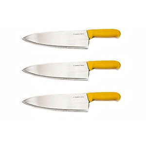 10" Columbia Cutlery Commercial Chef / Cook Knife - Yellow Fibrox Handle - Razor Sharp and Dishwasher Friendly (3 Pack - 10" Yellow Chef)