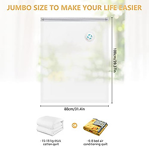 FYY Vacuum Storage Bags, 4 Pack Jumbo Space Saver Bags Double-Zip Vacuum Sealer Bags Compression Bags for Clothes, Comforters, Pillows, Blankets, 80% Space, No Pumps Needed