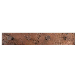 Premier Copper Products RH4 Hand Hammered Copper Quadruple Robe / Towel Hook, Oil Rubbed Bronze