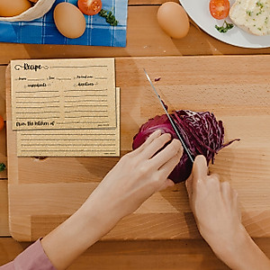 HerZii Prints Double Sided Recipe Cards 3x5 Inches, 50 Counts Durable Easy Typing - Minimal Modern (Kraft)