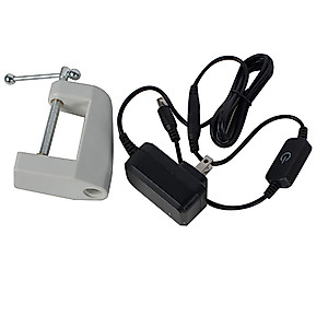 10X Desk Table Clamp Mount Magnifier, Carejoy LED Lamp Light Magnifying Glass Lens Diopter for Workbench, Drafting, Work Light (White Glass)