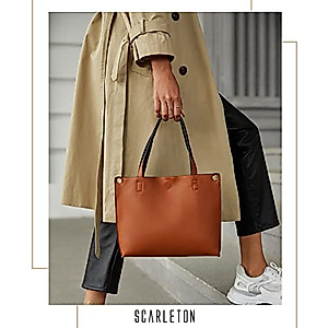 Scarleton Leather Tote Bag for Women, Womens Purses and Handbags, Reversible Tote Bags for Women, Purses for Women, H184220192501 - Camel/Brown
