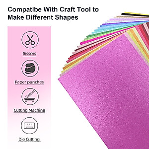 100 lb Heavy Double Sided Colorful Glitter Paper Cardstock 30 Colors 8.5x11 300gsm Thick Pastel Sparkly Card Stock for Cricut Card Making Paper Crafting
