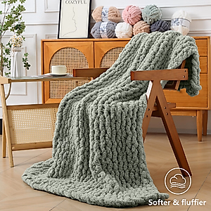 Chunky Yarn for Hand Knitting - Cozyful #10 Chunky Chenille Yarn, Jumbo Big Thick Chunky Yarns for Crocheting, Super Bulky Chunky Knit Blanket Yarns, 8 Skein (25 yds 8 oz Each Skein), Sage Green