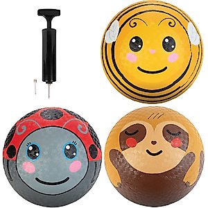 Gaga Ball Xtreme 3 Pack - 8.5 Inch Animal Playground Balls w Air Pump - Durable Rubber Balls for Kickball, Dodge Ball, Handball, Four Square, Camp, Kids Party Games - Great for Outside Summer Play