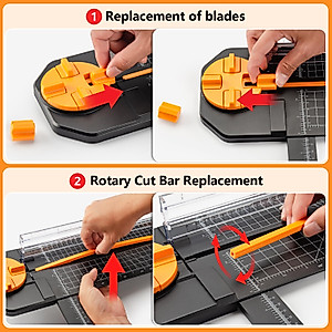 Ecraft 4-in-1 Paper Cutter - 12" Paper Trimmer Multi-Function Scrapbooking Tool with Straight, Wave, Perforated & Creasing Blades for Craft Paper,Cardstock, Coupon, Label, Photo,Postcard (Black)