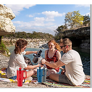 Cecilibet 40oz Tumbler With Handle and Straw Lid, Stainless Steel Insulated Travel Mug for Hot and Cold, Simple Sleek Modern Style Big Cup Dupes for Car (Orange)