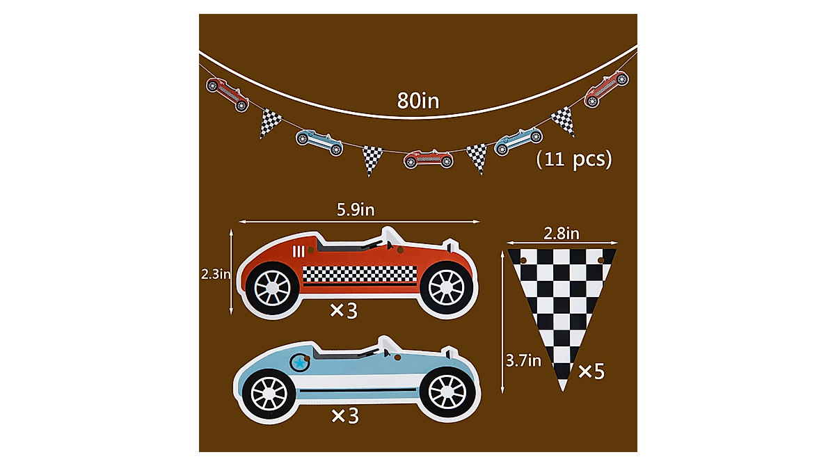 Retro Race Car Birthday Banner for Boys | Fun Party Decor