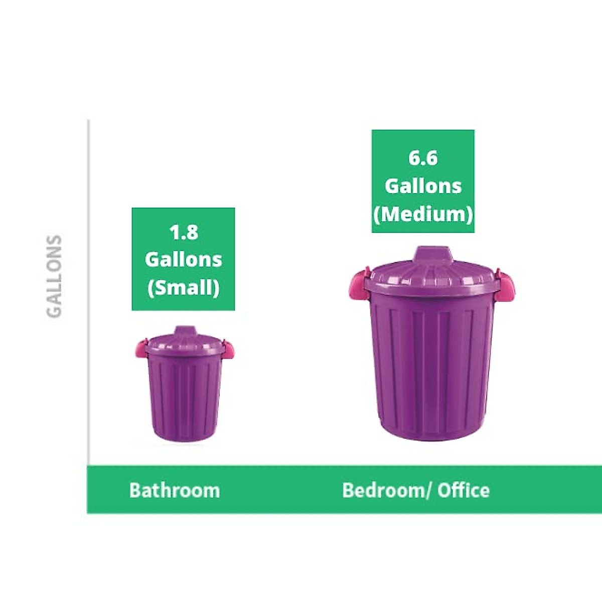 Hemi Casa Small Trash Can W/Round Lid, 1.8 Gallon - Durable Long Lasting Item, Used to Store Garbage Daily Waster Bins Wastebasket Indoor Outdoor Office Use (Pink)