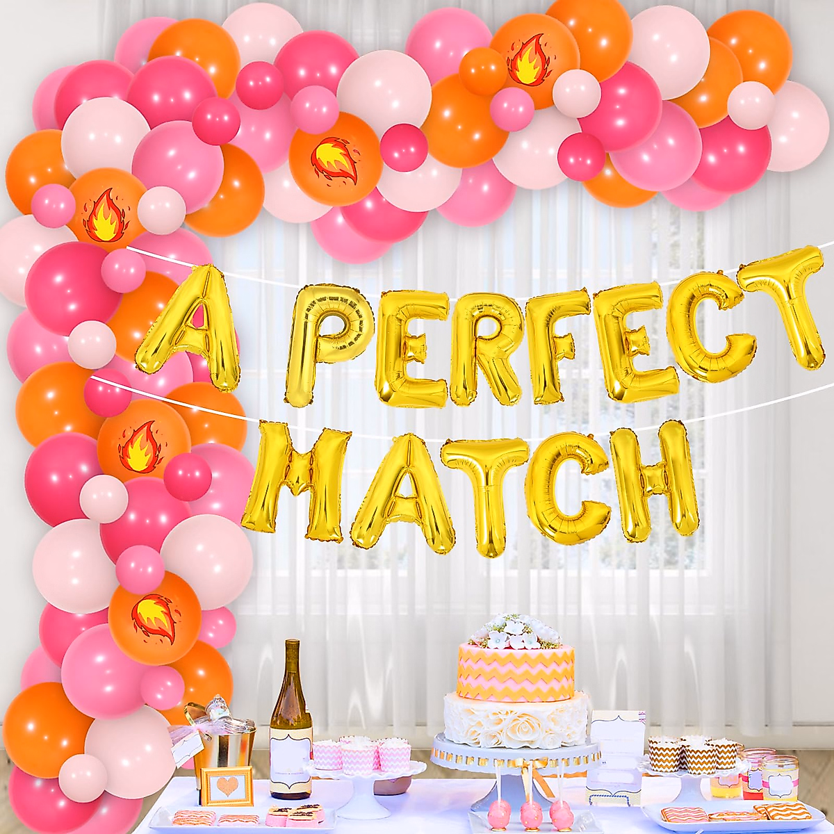 Balterever She Found Her Perfect Match Bachelorette Decoration for Women Match Made in Heaven Bachelorette Balloon Garland Kit with Perfect Match Banner for Bridal Shower Engagement