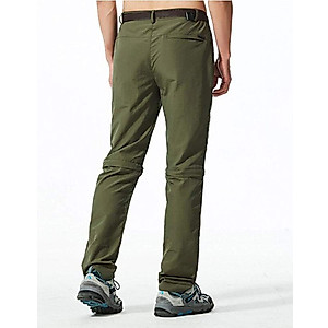 Men's Water-Repellent Quick Dry Convertible Pants Army Green Asian 2XL