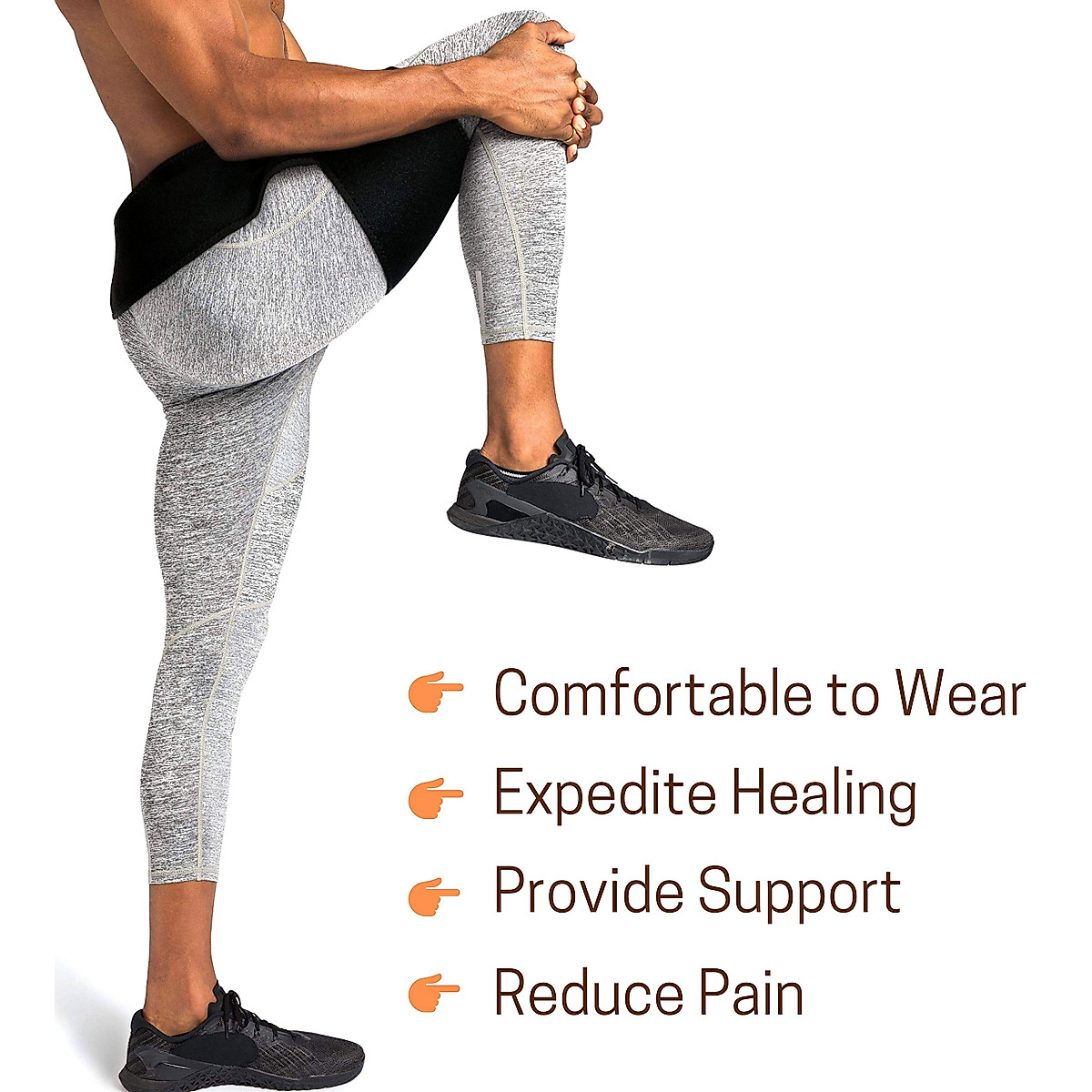 Vriksasana Groin Hip Brace | Sciatica Support Wrap | Hamstring Compression Sleeve for Men and Women for Pulled Quadriceps Thigh Muscle, Hip Flexor Strain, Bursitis and Arthritis (Right Leg)