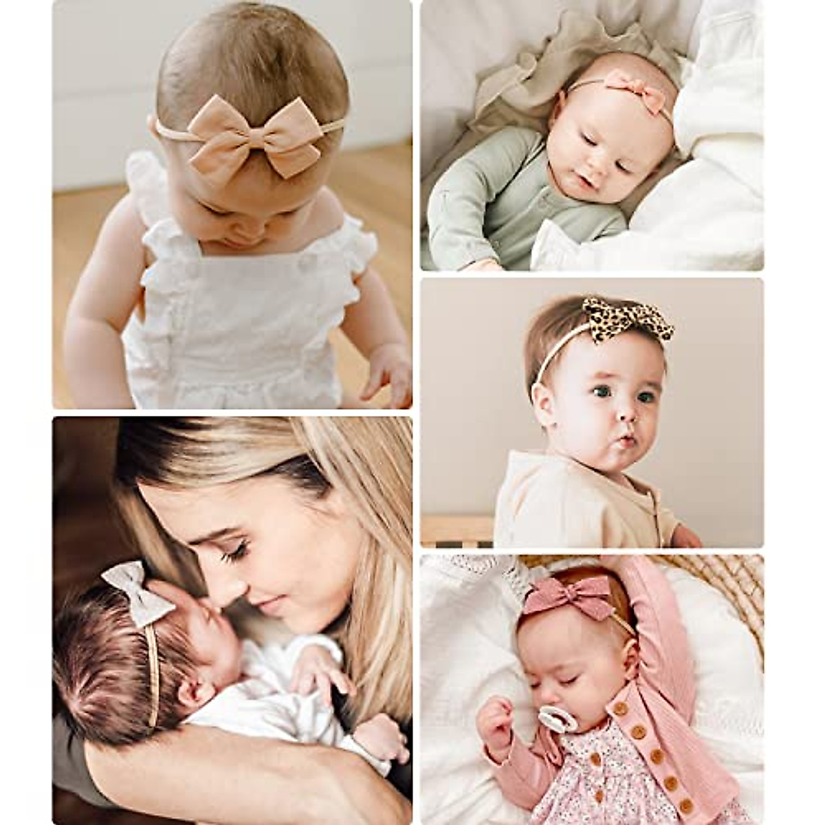 21 PCS Baby Headbands and Bows Hairbands Soft Nylon Elastics Handmade Girls Hair Accessories for Newborn Babies Infant Toddlers Kids